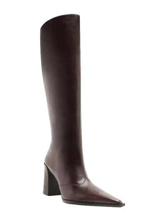 Schutz Raffaela Up Block Knee High Boots - Dark Chocolate