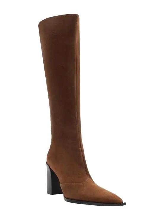 Schutz Raffaela Up Block Knee High Boots - Pecan Brown