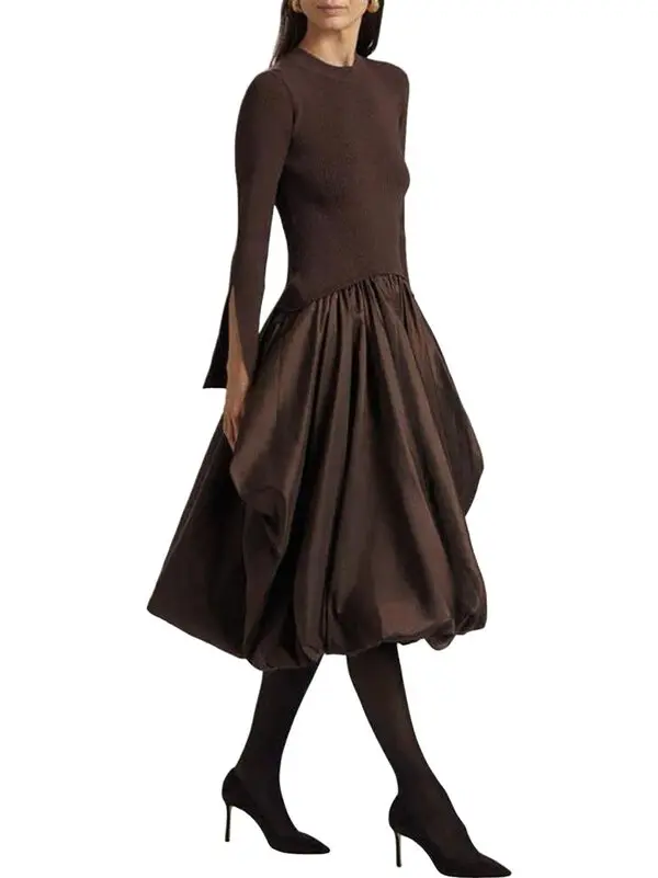 Simkhai Kenlie Mixed Media Midi Dress - Chocolate