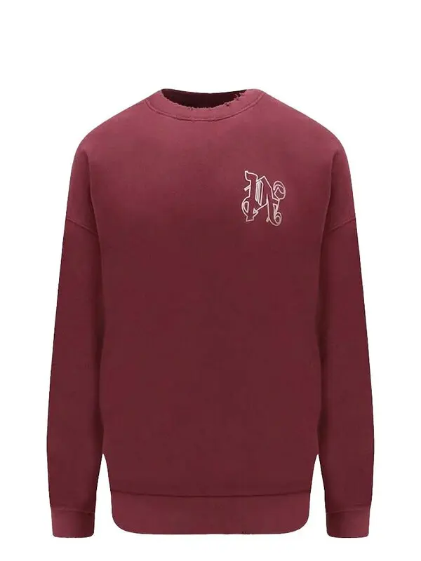 Palm Angels Vintage Effect Pa Logo Sweatshirt - Burgundy