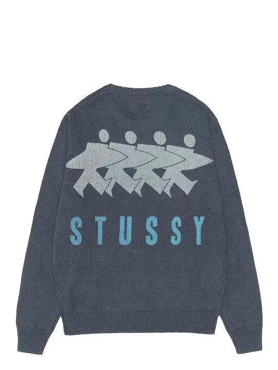 StÜssy Surfman Icon Cotton Linen Crew - Dusty Blue