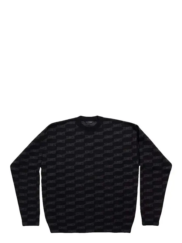 Balenciaga Bb Monogram Crewneck Sweatshirt - Black