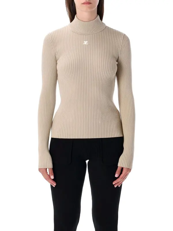COURREGES Courrèges Ribbed Knit Sweater - Cappuccino