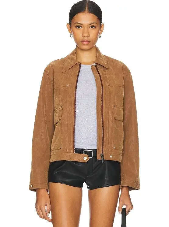 Free People X We The Free Blair Faux Suede Jacket - Caramel Cafe