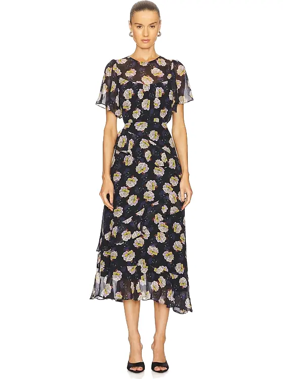 Astr The Label Floramae Printed Midi Dress - Midnight Floral