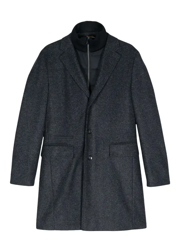 BOSS Herringbone Layered Coat - Blue