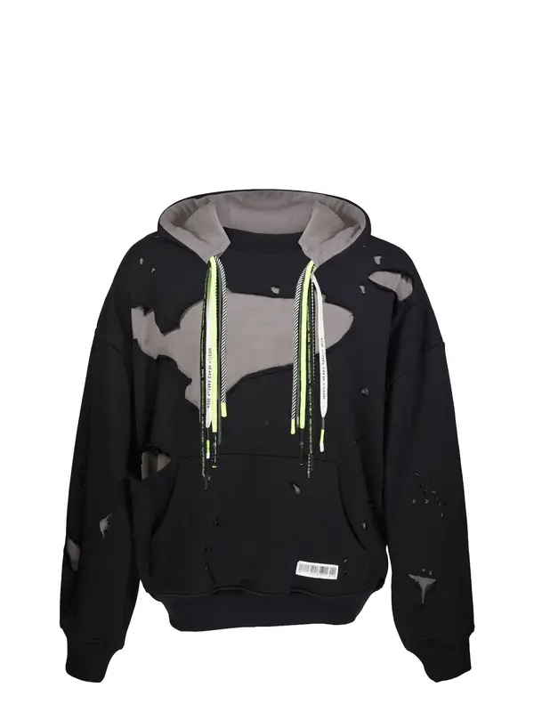 MOSTLY HEARD RARELY SEEN Layered Distressed Hoodie - Black