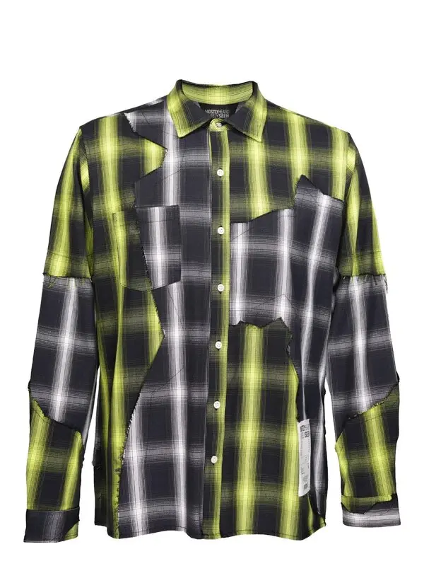 MOSTLY HEARD RARELY SEEN Cut-up Plaid Shirt - Black