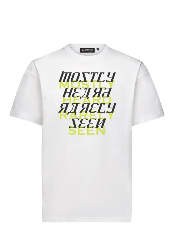 MOSTLY HEARD RARELY SEEN Shadow Text Cotton T-shirt - White