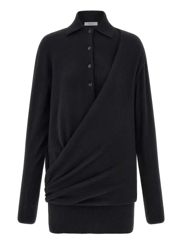 FERRAGAMO Knitted Polo Dress - Black
