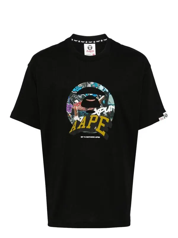 AAPE BY *A BATHING APE® Logo-print Cotton T-shirt - Black