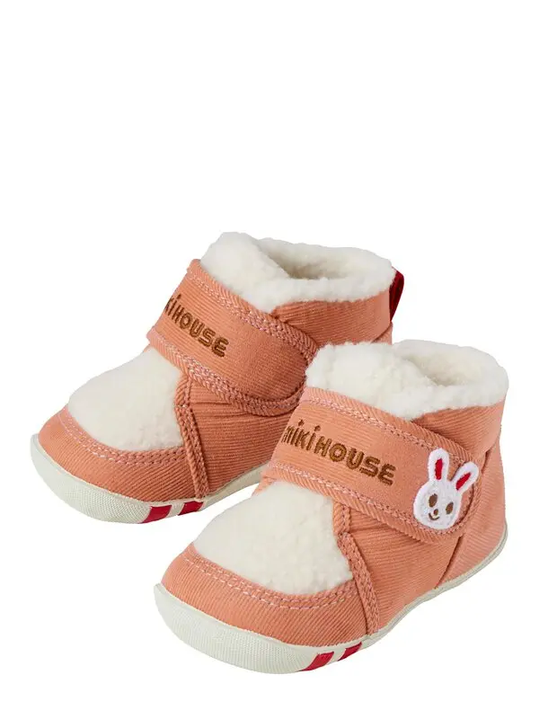 MIKI HOUSE Corduroy Velcro Booties - Pink