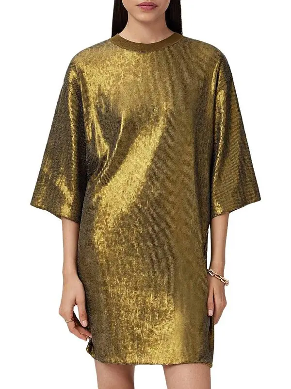 ALLSAINTS Opal Sequined Mini Dress - Fango Green