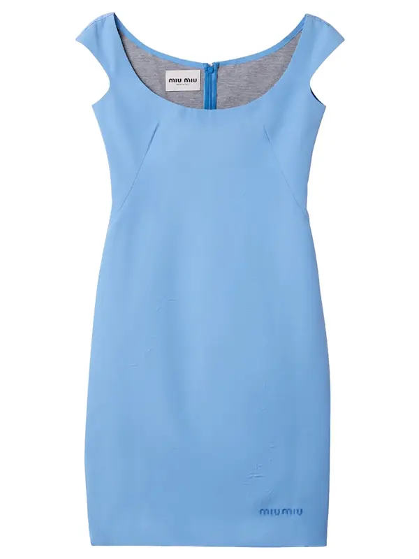 Miu Miu Cap-sleeve Poplin Sheath Dress - Azzurro