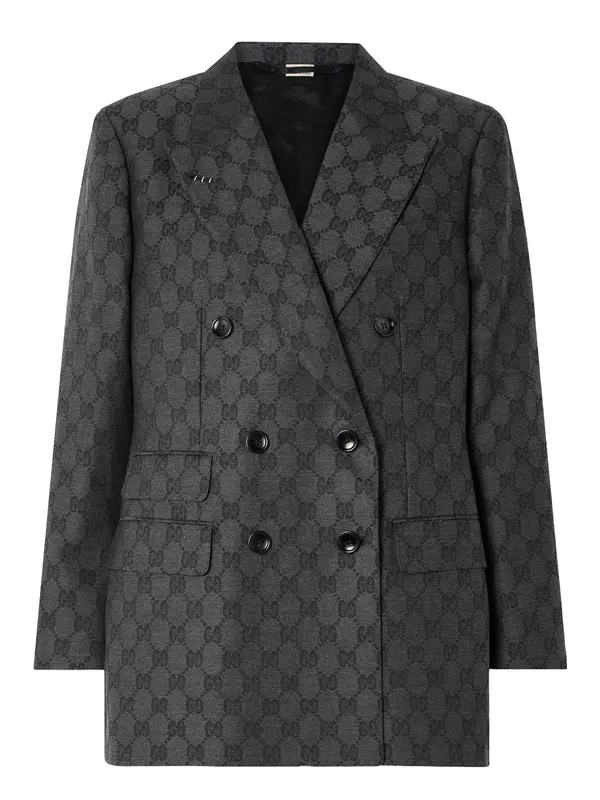 Gucci Double-breasted Wool-jacquard Blazer - Gray