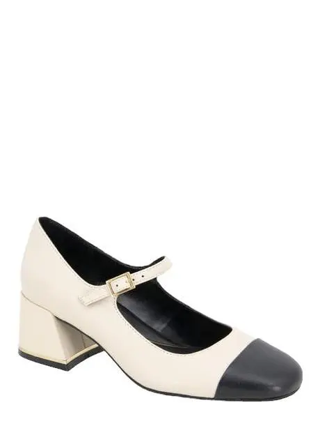 KENNETH COLE Alec Mary Jane Pump - White/black Leather