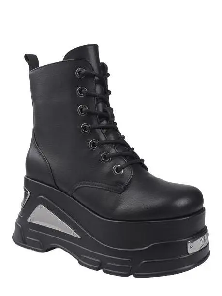 ZIGI Cataleya Platform Combat Boots - Black Leather