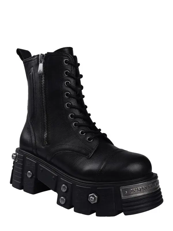 ZIGI Shanti Platform Combat Boots - Black Leather