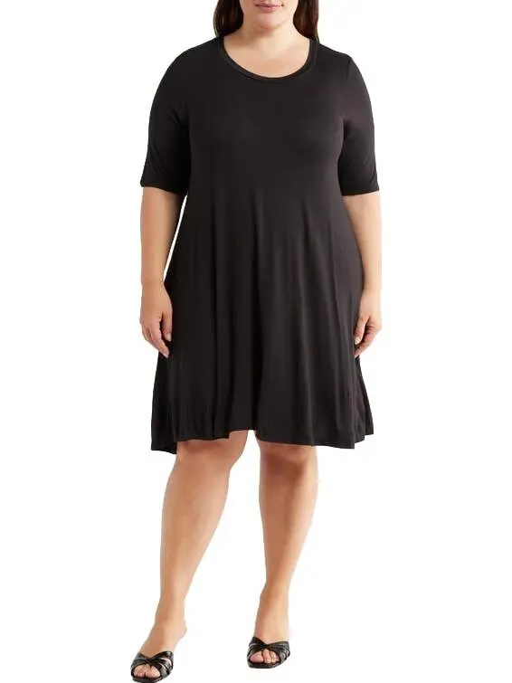 24SEVEN COMFORT APPAREL Pocket Dress - Black