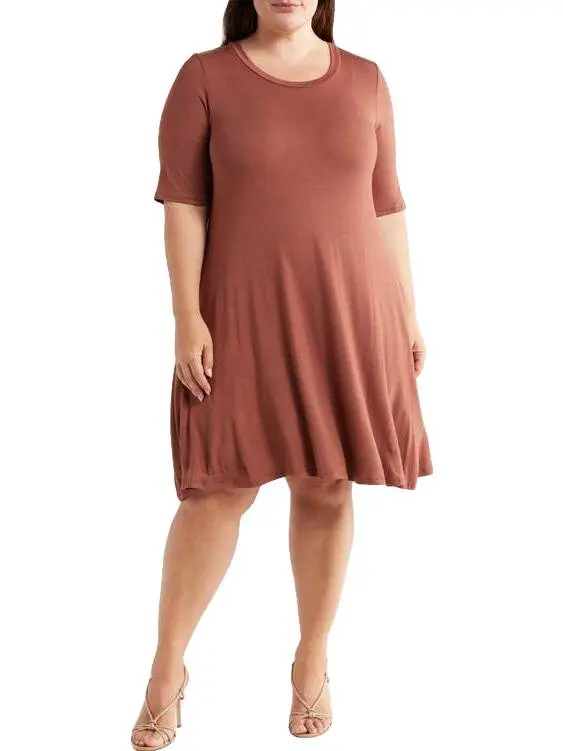 24SEVEN COMFORT APPAREL Pocket Dress - Cinnamon