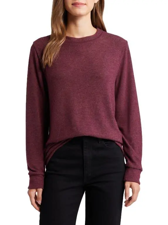 Loveappella Crewneck Brushed Jersey Top - Plum