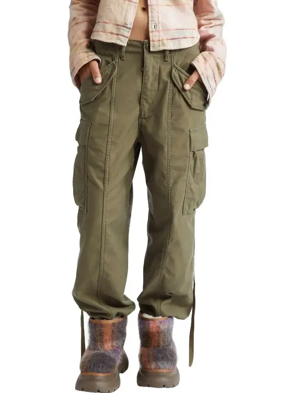 R13 Cotton Twill Parachute Cargo Pants - Vintage Olive Drab