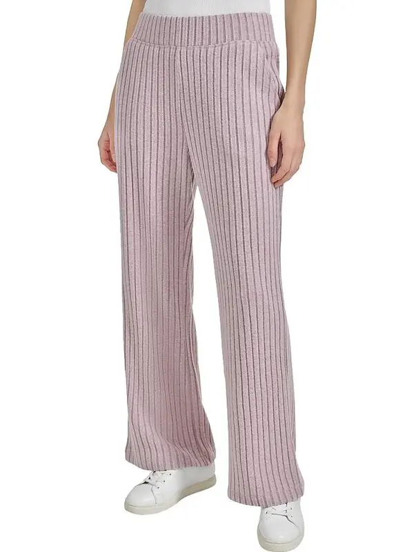 Marc New York Heather Rib Wide Leg Pants - Elderberry