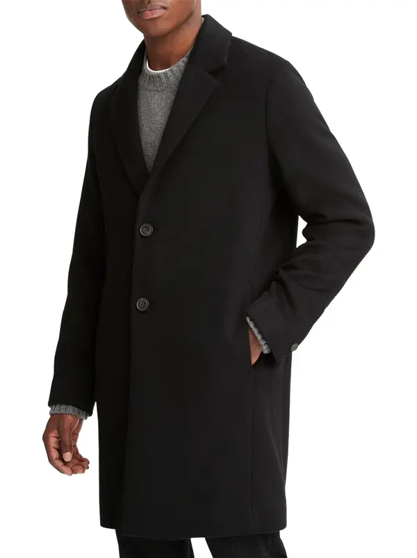 Vince Classic Wool-blend Topcoat - Black
