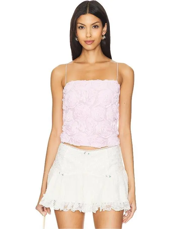 Show Me Your Mumu Tanya Floral Top - Rosette Mesh Pink