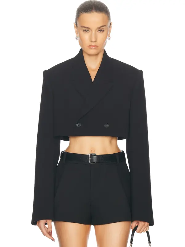 Wardrobe.NYC Cropped Blazer - Black