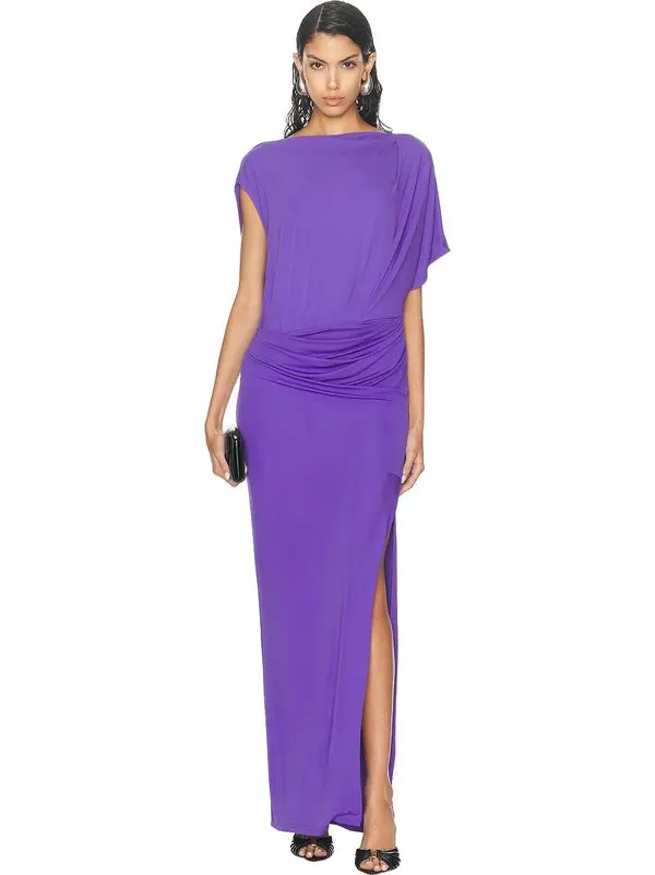 Simkhai Hollins Asymmetric Cape Gown - Ultraviolet