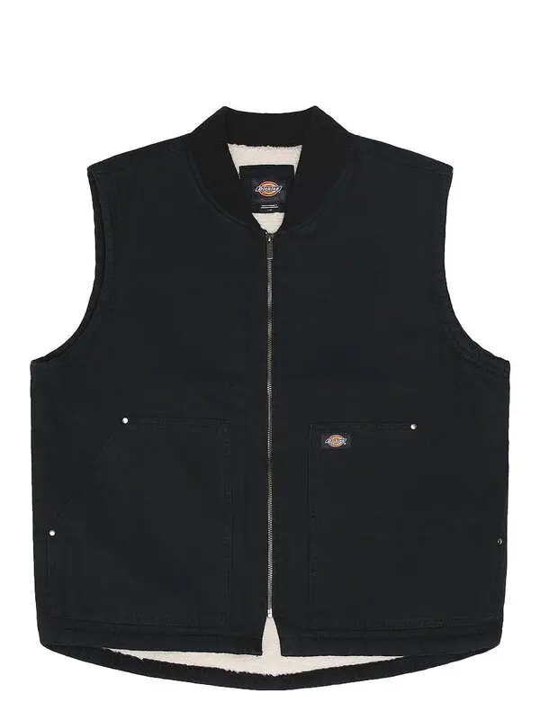 Dickies Duck Fleece Lined Vest - Stonewashed Black