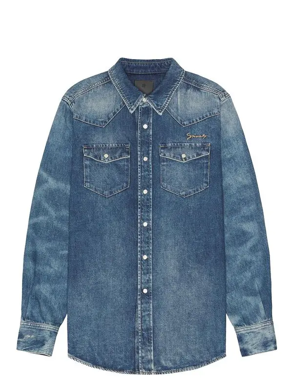 Givenchy American Denim Shirt In Denim-medium - Ocean Blue