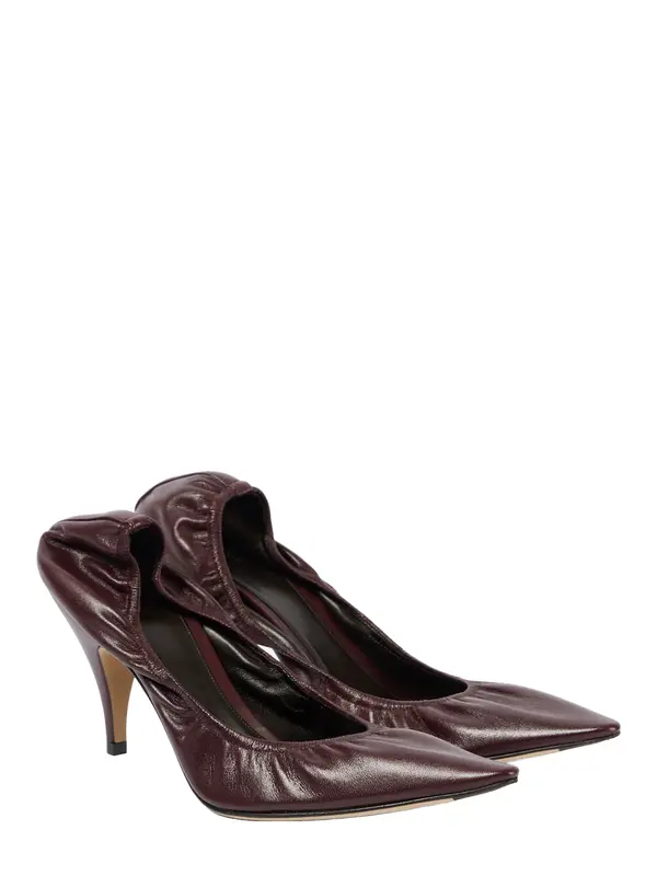 THE ROW Liisa 80 Leather Pumps - Burgundy