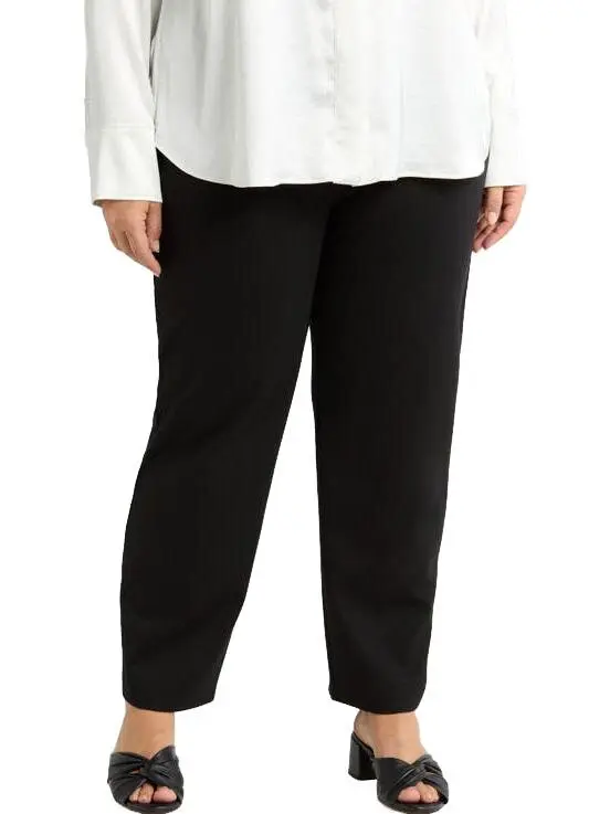 Eileen Fisher Stretch Ankle Straight Leg Pants - Black