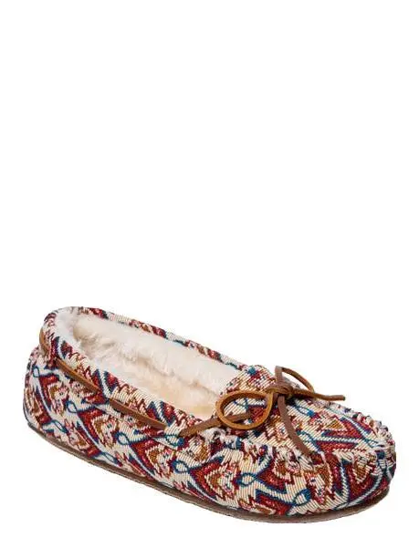 Minnetonka Cally Faux Fur Lined Slipper - Cream Minookamii