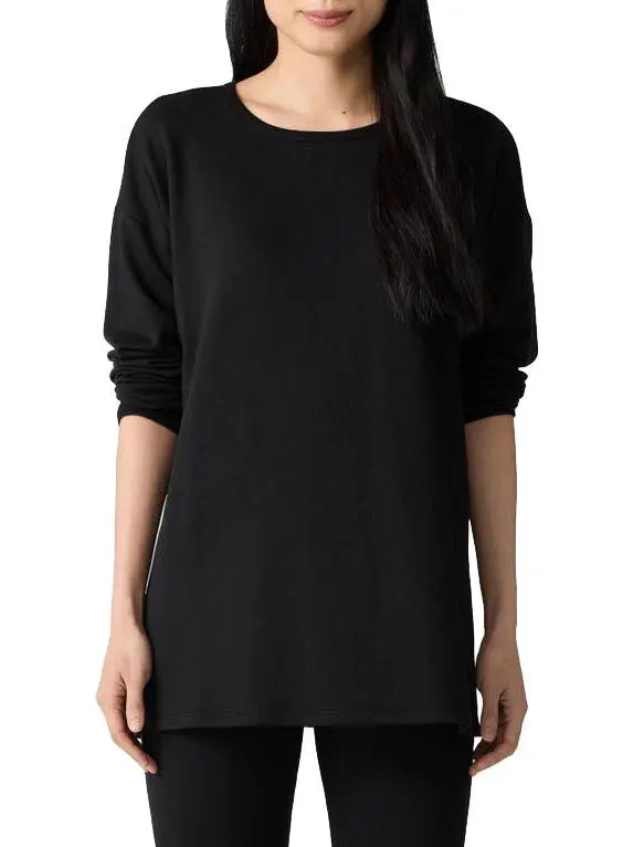 Eileen Fisher Crewneck Long Sleeve Top - Black