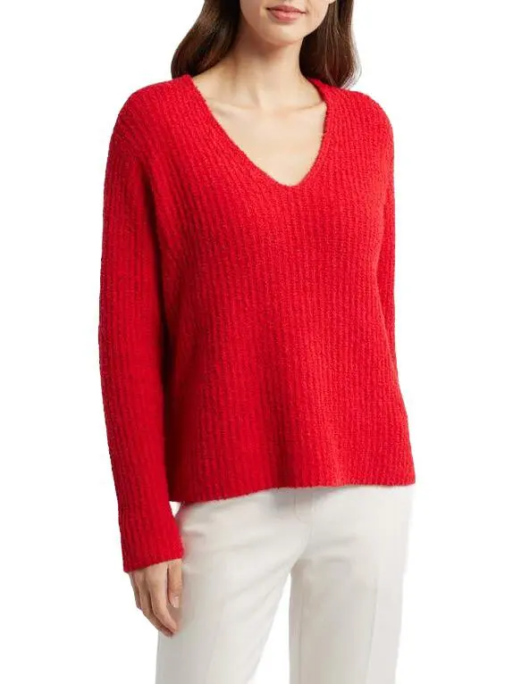 Eileen Fisher V-neck Organic Cotton & Cashmere Blend Sweater - Rdpoy