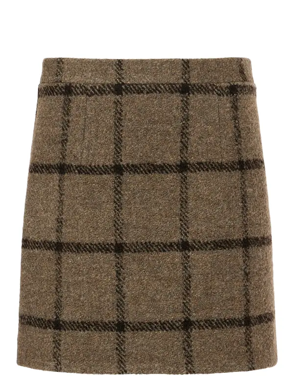Patou Checked Wool-blend Tweed Miniskirt - Grey