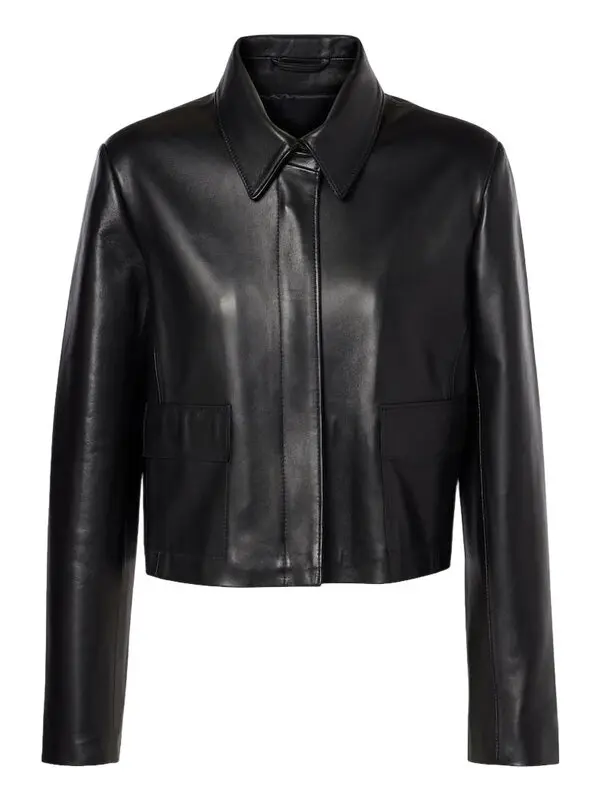 Nour Hammour Bleeker Cropped Leather Jacket - Black