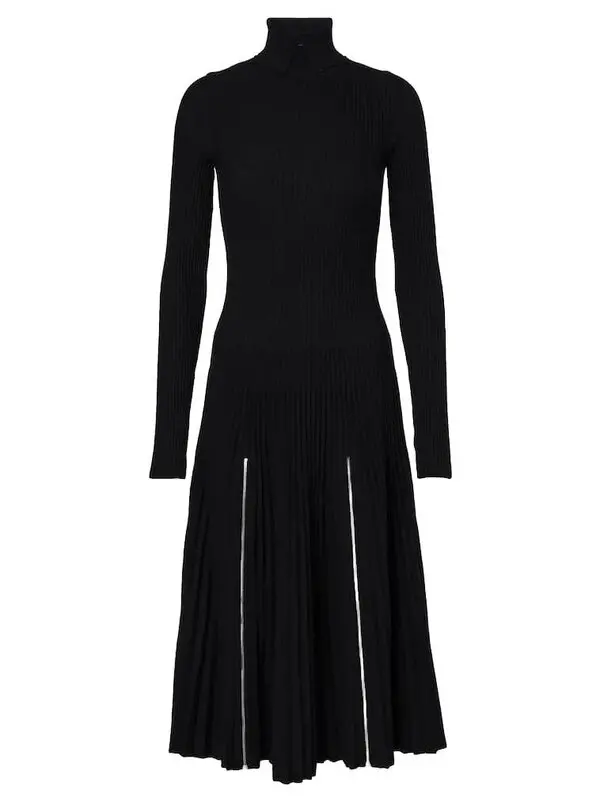Burberry Pleated Jersey Midi Dress - Black