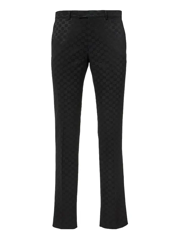 Gucci Gg Cotton-blend Straight Trousers - Black