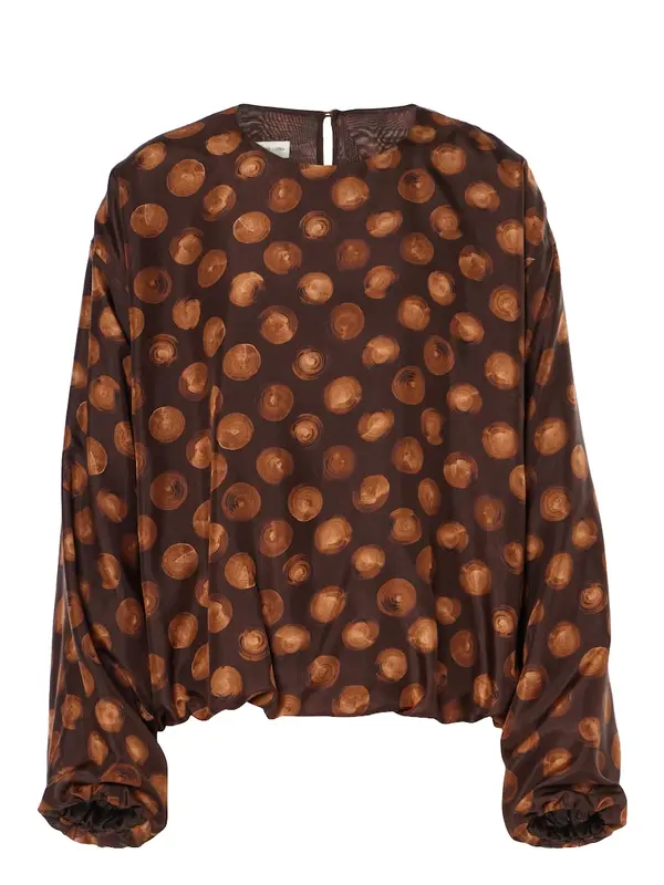 Dries Van Noten Printed Satin Blouse - Brown