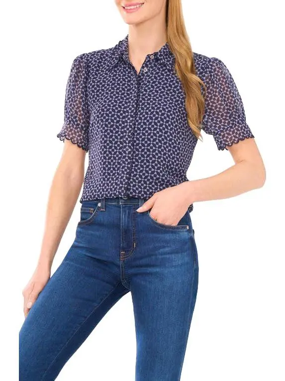 CECE DUPRAZ Print Scallop Shirt - Night Horizon