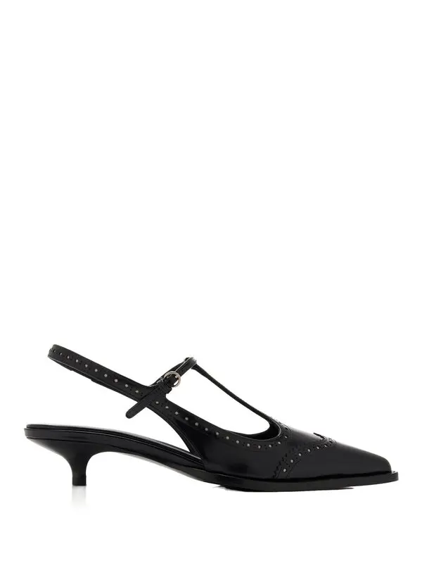 Miu Miu Leather Slingback Pumps - Black