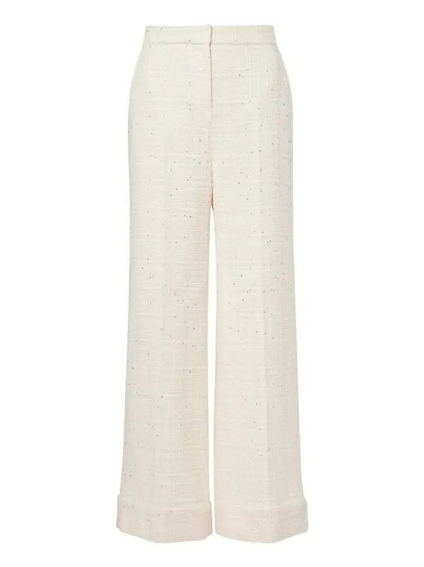 Valentino Garavani Sequined Tweed Wide-leg Pants - Beige