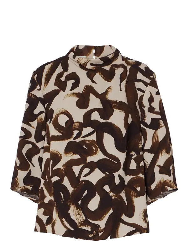 Dries Van Noten Printed Top - Brown