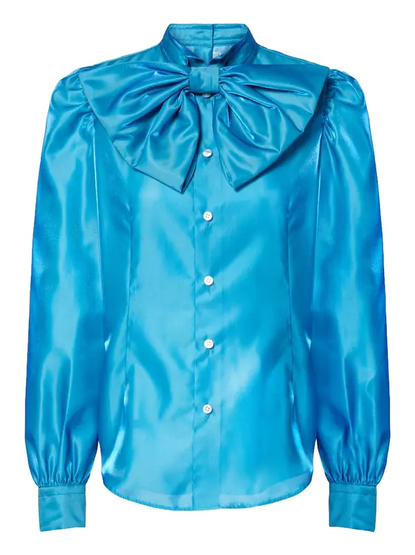 Noir Kei Ninomiya Bow-detail Satin Blouse - Blue