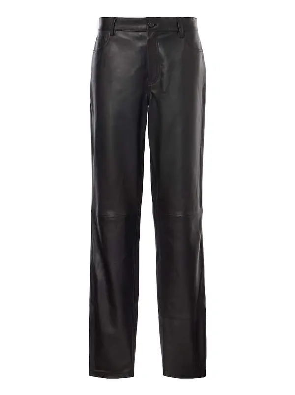 TOTEME Mid-rise Straight Leather Pants - Black