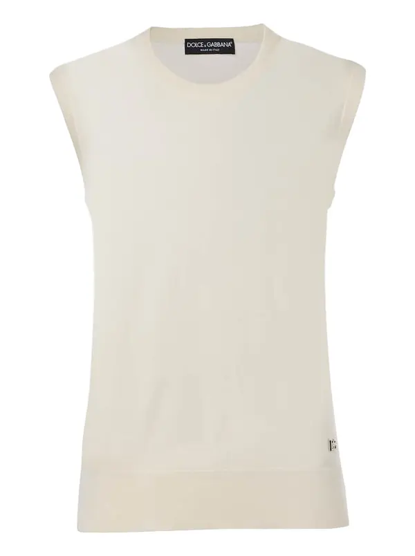 Dolce & Gabbana Dg Cashmere And Silk Top - White